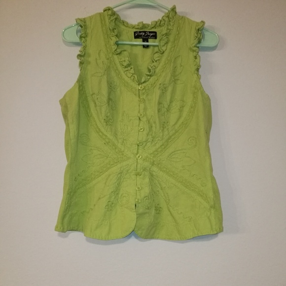 Vintage | Tops | Vintage Lime Neon Green Ruffle Tank M | Poshmark